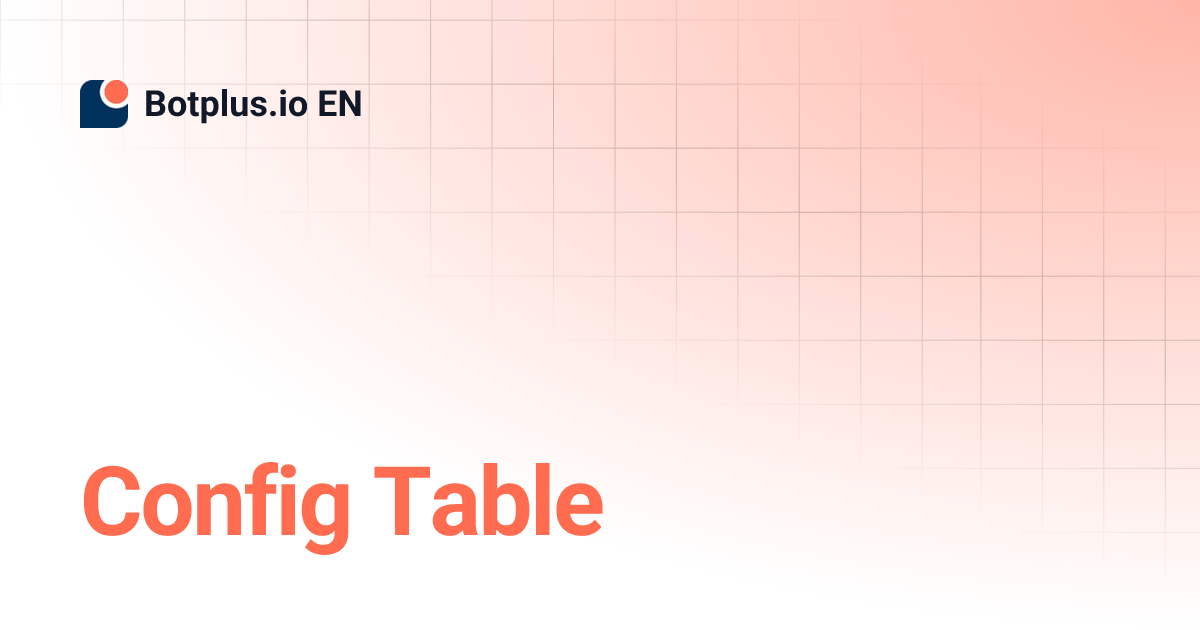 Config Table | Botplus.io EN